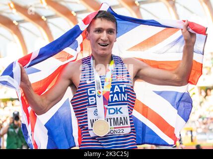 Jake Wightman (GB&NI) celebrating his win in the men’s 1500m final on ...