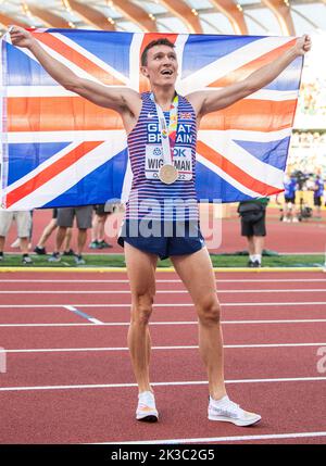 Jake Wightman (GB&NI) celebrating his win in the men’s 1500m final on ...