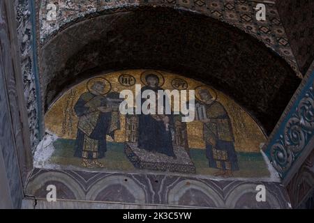 The mural of Jesus Christ on the dome of Saint Mena's cathedral in ...