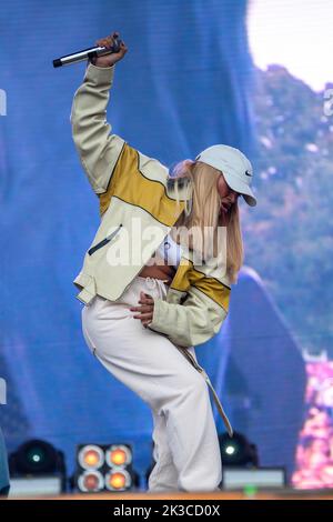 Swiss rapper Loredana performing at Lollapalooza festival in Berlin ...