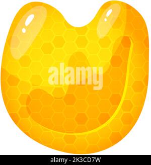 Honey font type, honeycomb letter U. Honey bee farm letter, apiary ...