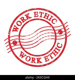 WORK ETHIC text written on red grungy stamp sign Stock Photo - Alamy