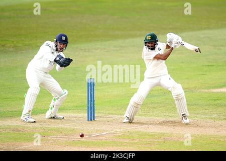 Nottinghamshire's Haseeb Hameed strikes the ball during day one of the ...