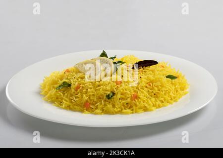 Chitranna or Indian lemon rice, a popular Indian vegetarian dish ...