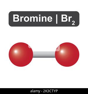 Molecular Model of Bromine (Br2) Molecule. Vector Illustration Stock ...