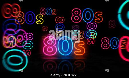 80s neon symbol. Retro 1980, eighties nostalgia and vistage party style ...