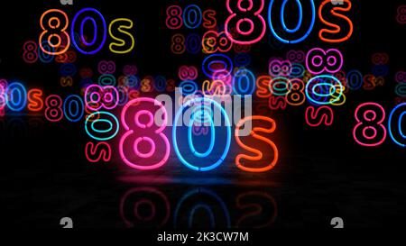 80s neon symbol. Retro 1980, eighties nostalgia and vistage party style ...