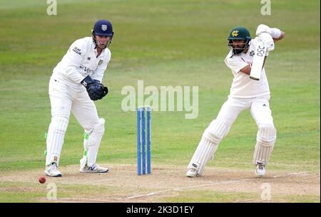 Nottinghamshire's Haseeb Hameed strikes the ball during day one of the ...