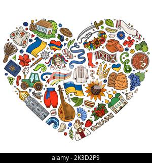 Set of Ukraine cartoon doodle objects, symbols and items Stock Vector ...