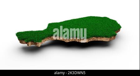 Niger Map soil land geology cross section with green grass and Rock ...