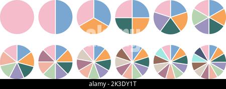 Pie circle chart. 12 section. Vector circle graph for infographic. Twelve flat cyrcle diagram. 1 ...