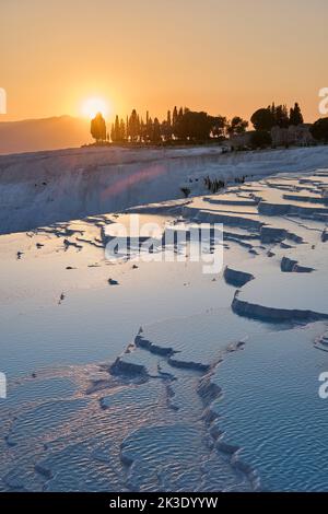 Pamukkale travertine sunset Stock Photo - Alamy