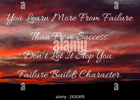 Inspirational motivational quote: You learn more from failure than from ...