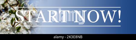 Inspirational motivational quote Start now, on beautiful sunrise ...