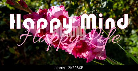 Inspirational motivational quote Happy mind, happy life, on beautiful ...
