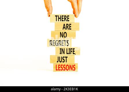Regrets or lessons symbol. Concept words There are no regrets in life ...