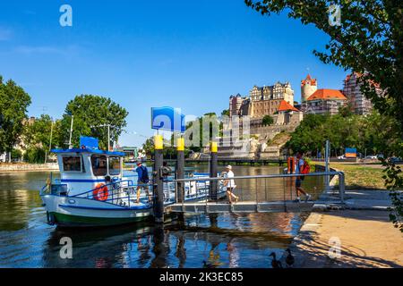River Promenade in Bernburg, Germany Stock Photo - Alamy