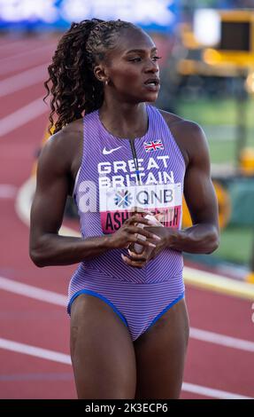 Dina Asher-Smith of GB&NI competing in the women’s 100m heats at the ...