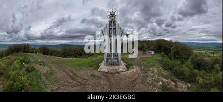 A giant steel sculpture called the Heart of Jesus on Mount Gordon near ...
