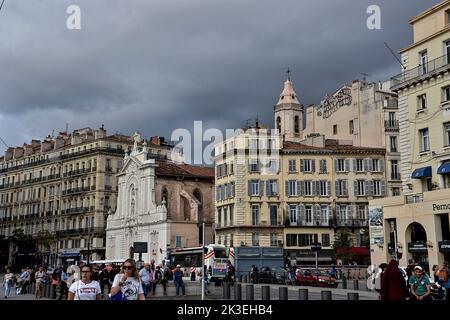 Marseille, France. 24th Sep, 2022. Rain clouds gather over the bell ...