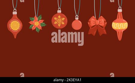 Hanging Christmas balls with ornaments flat vector Stock Vector Image ...