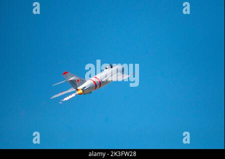 Randy Ball, a Frontiers in Flight featured performer, flys his MiG-17F ...