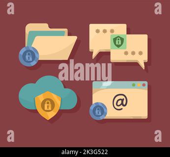 four cyber security icons Stock Vector Image & Art - Alamy