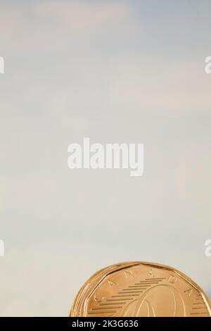 Canadian one dollar golden loonie coins background Stock Photo - Alamy