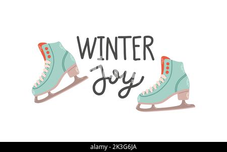 Figure skating skates lettering flat design vector Stock Vector Image ...