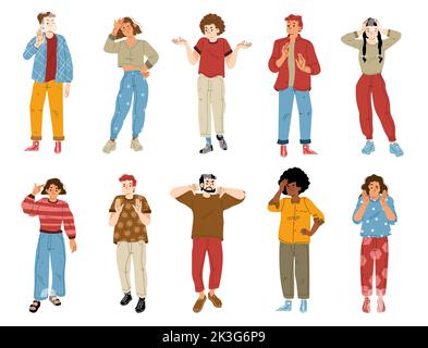 Negative gestures. Finger language, non verbal communication Stock ...