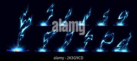 Lightning bolt hit into ground, vfx effect. Electric thunderbolt strike ...