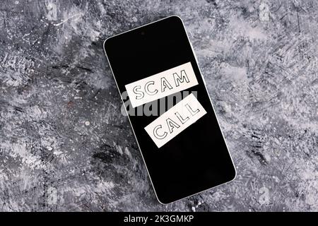 scam calls and personal data theft concept, text with comic bubbles ...