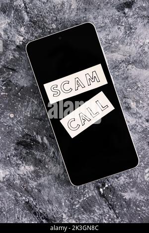 scam calls and personal data theft concept, text with comic bubbles ...