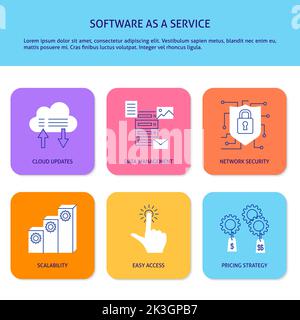 Software data processing, update and protection flat icon set. Data ...