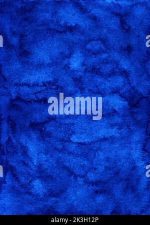 Watercolor liquid dark azure blue background painting texture. Vintage ...