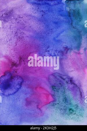 Watercolor colorful fantasy background Aquarelle blue, violet, pink ...