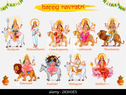 illustration of Goddess Navadurga nine Devi for the celebration of ...