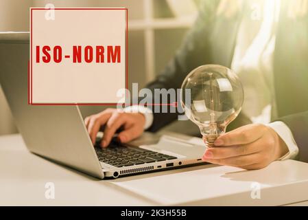 Handwriting text Iso Norm. Business concept An accepted standard or a way of doing things most ...
