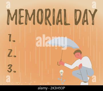 Inspiration showing sign Memorial Day. Concept meaning remembering the ...