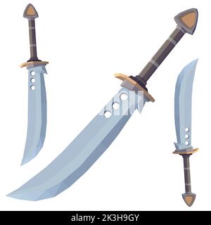 set of two Metal Sword, straight swords, Asia sword, vector realistic ...