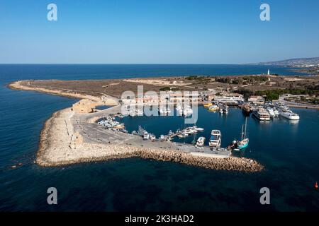 Aerial view of Paphos harbour and fort, Paphos, Cyprus Stock Photo - Alamy
