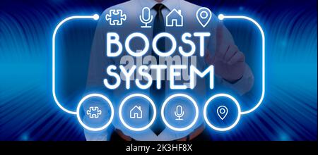 Sign displaying Boost System, Concept meaning Rejuvenate Upgrade ...