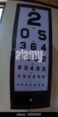 Eye test board on a wall Stock Photo - Alamy