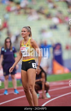 Alica Schmidt participating in the 400 meters of the European Athletics ...