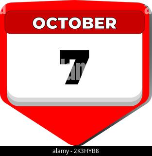Icon calendar day - 7 October. 7th days of the month, vector ...