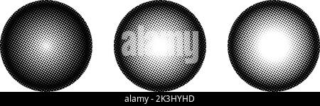 Halftone sphere. Comic texture globe. Semitone dotted circle. Round ...
