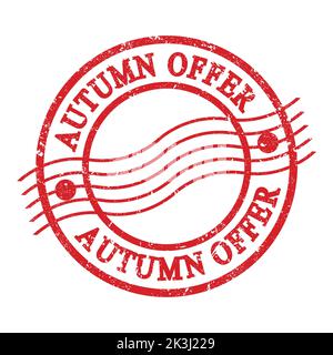 AUTUMN OFFER text written on blue-black grungy stamp sign Stock Photo ...
