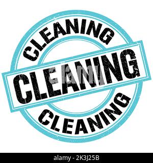CLEANING text written word on orange round stamp sign Stock Photo - Alamy