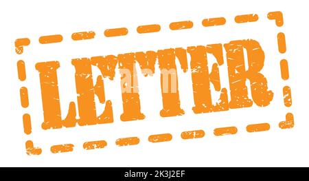 letter text written on orange grungy stamp sign Stock Photo - Alamy