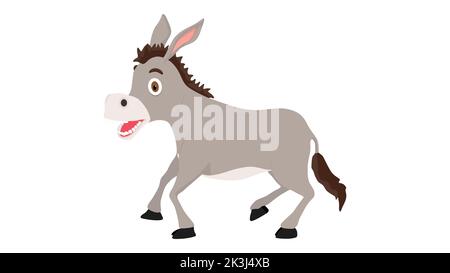 A jumping gray cartoon donkey vector illustration Stock Vector Image ...